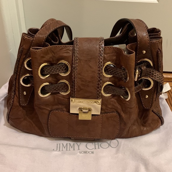 Jimmy Choo | Bags | Jimmy Choo Ramona Bag Brown With Gold And Snake ...